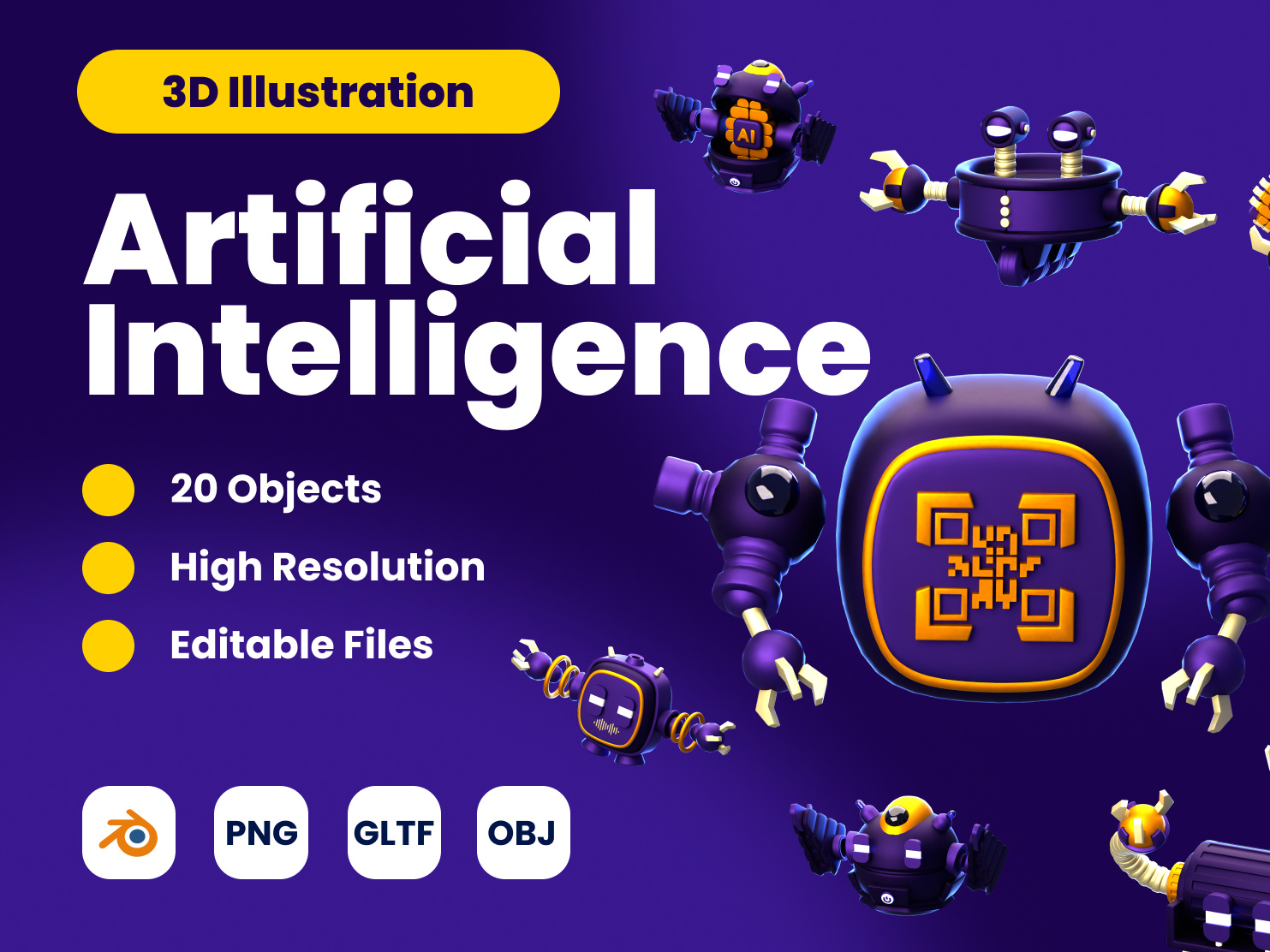 3D Artificial intelligence Illustration by SpacePixel Creative on Dribbble