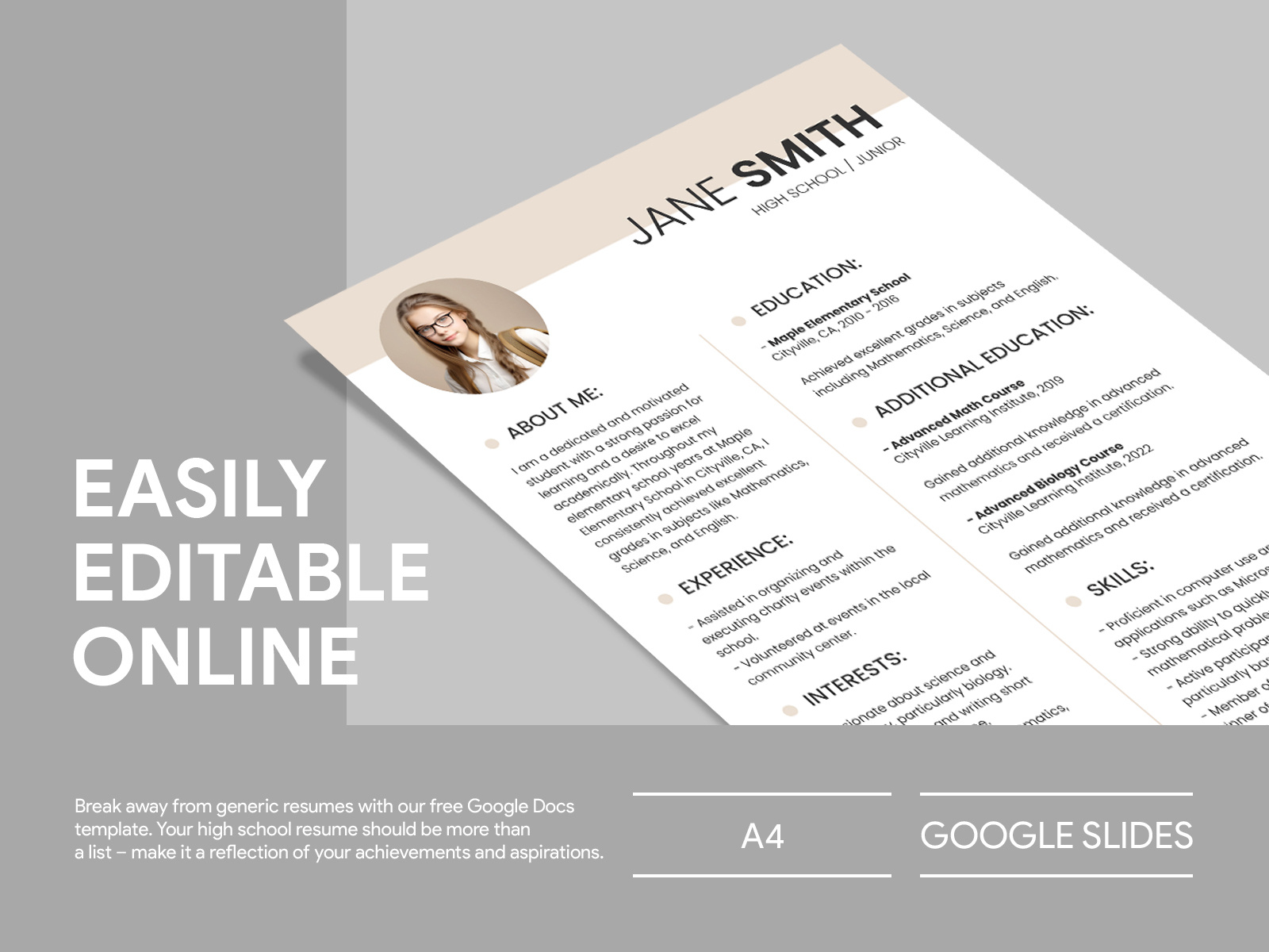 Resume for High School Students Free Google Docs Template by Gdoc on ...