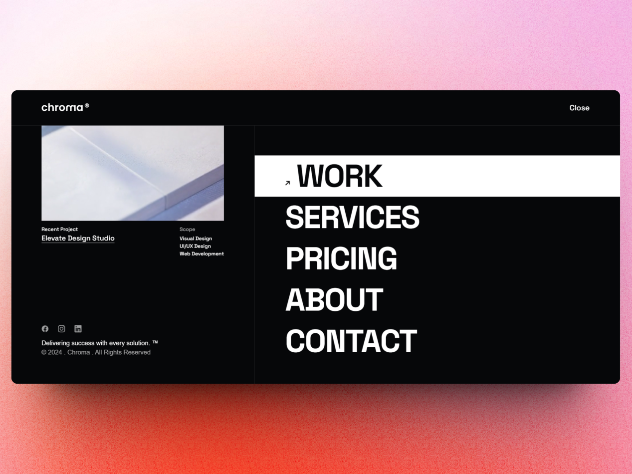 FullScreen Menu Webflow Cloneable by The Hero Section on Dribbble