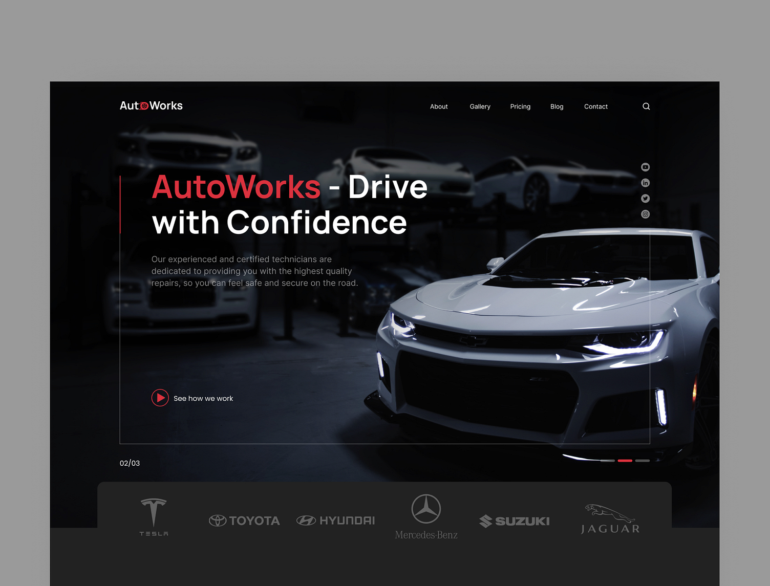 AutoWorks – Black and Red Minimalist Modern Auto Repair Website by ...