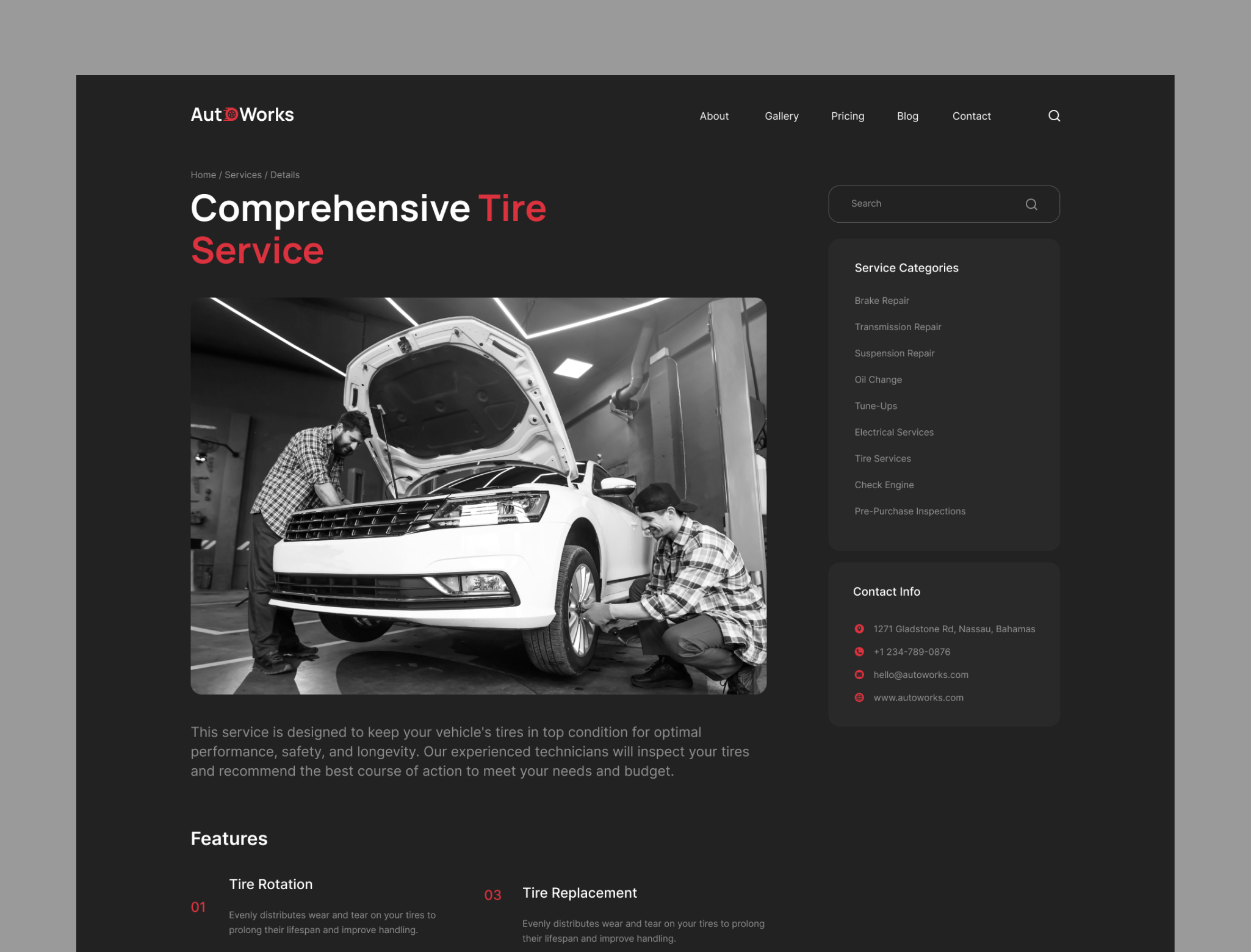 AutoWorks – Black and Red Minimalist Modern Auto Repair Website by ...
