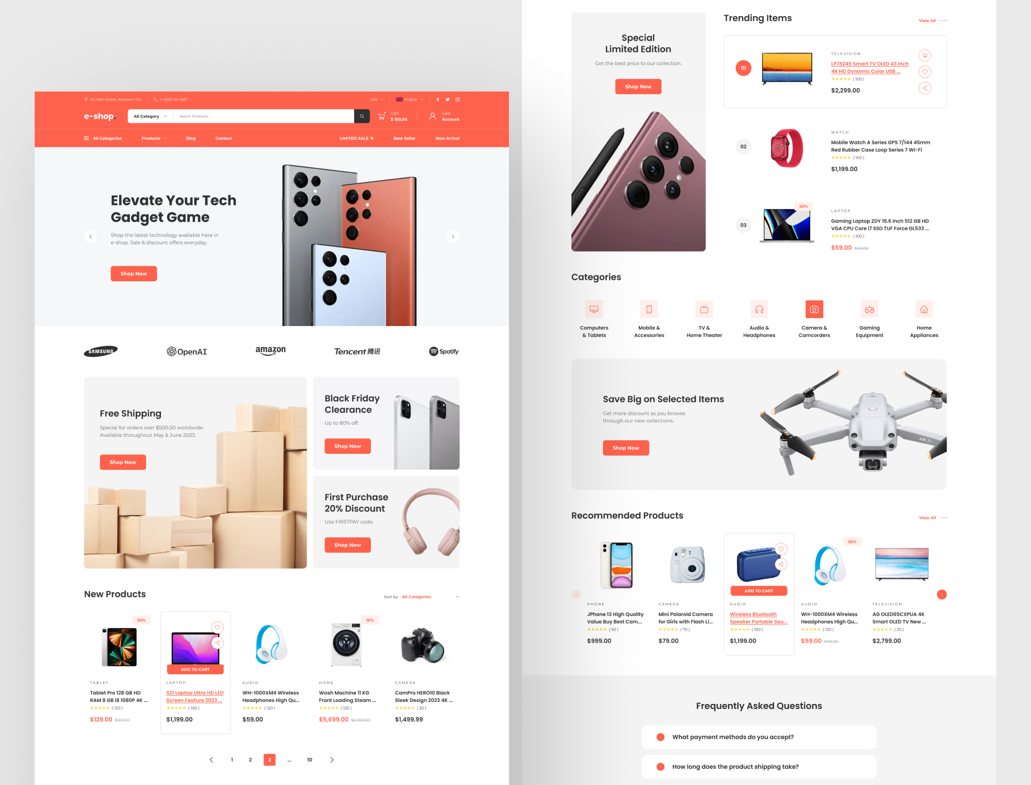 E-Shop – Electronic E-Commerce Website Design UI Template by Ahmad S ...
