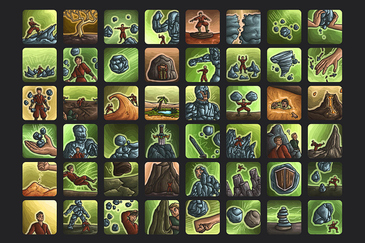 Earth Mage Skills Icon Pack by 2D Game Assets on Dribbble