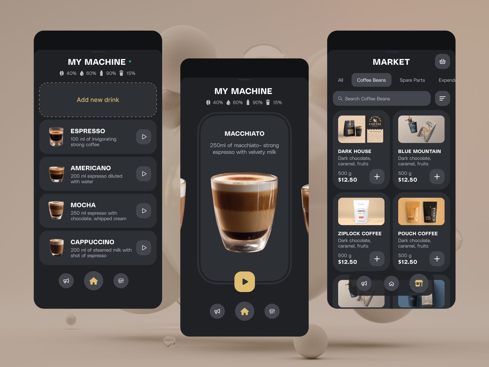 Smart coffee machine app by Sergii for Windmill on Dribbble