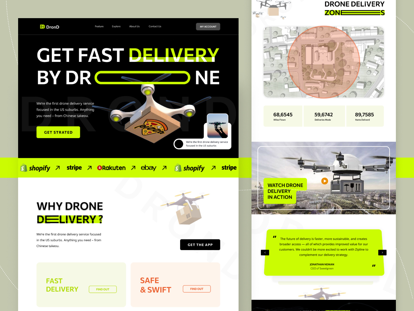 DronD - Delivery Drone Service Landing Page Design by Akash.net on Dribbble