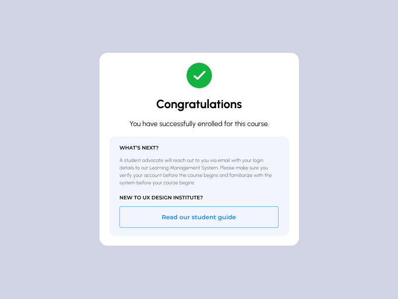 Success page by Victor Ndekei on Dribbble