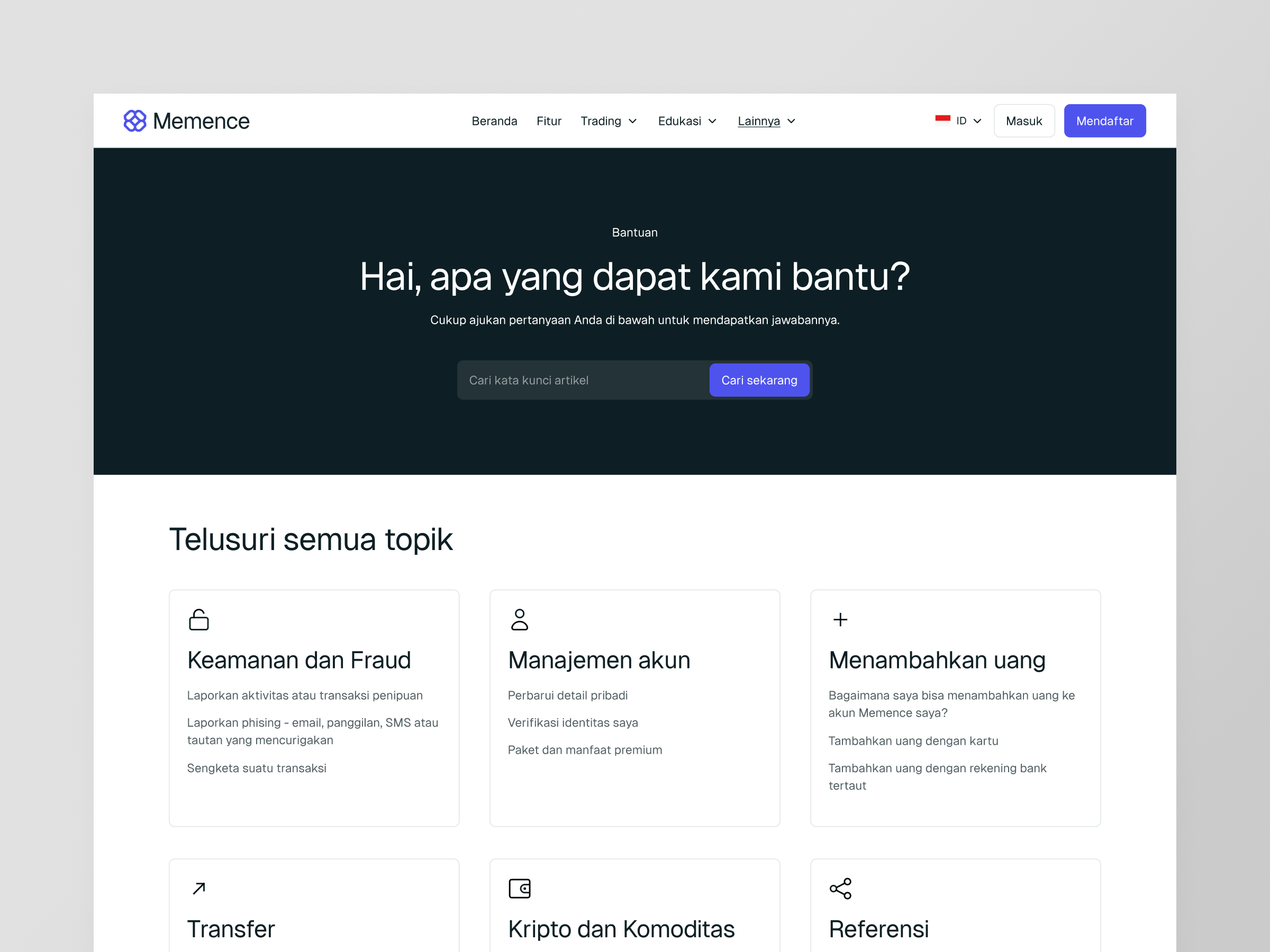Memence - Help Page by Alvian Teddy Cahya Putra 👨🏻‍🎨 for Kretya Studio ...
