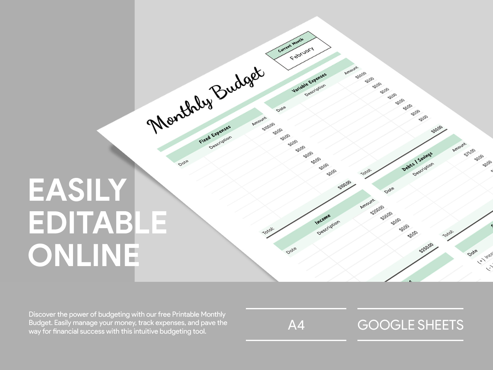 Printable Monthly Budget Free Google Sheets Template by Gdoc on Dribbble
