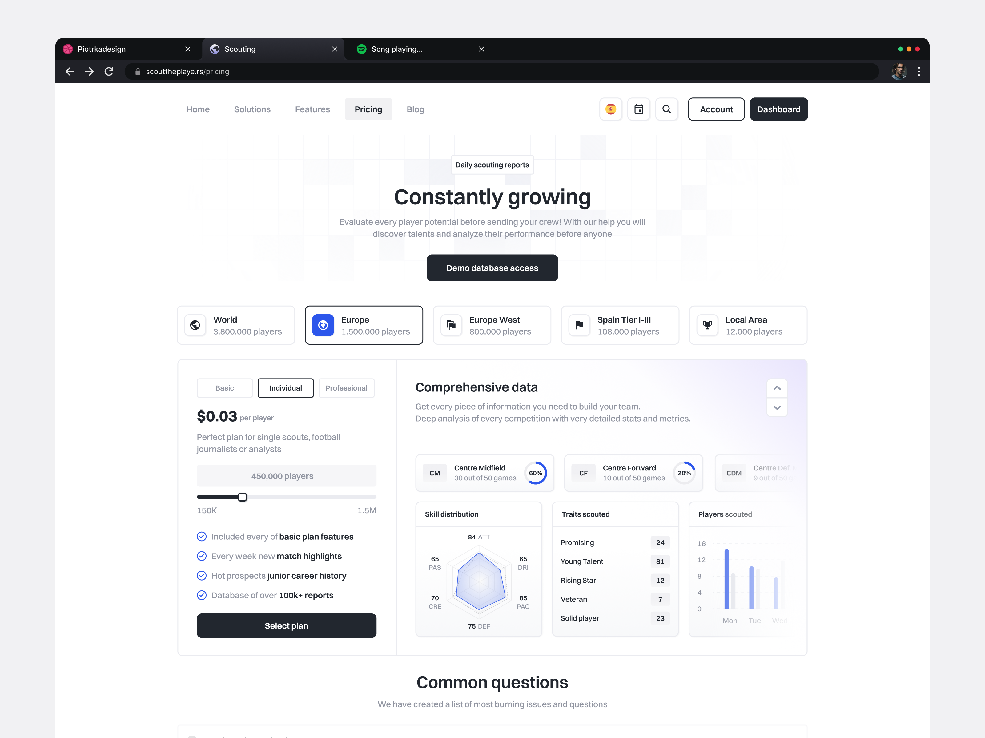 Pricing Plans for Football Teams by Piotr Kosmala on Dribbble