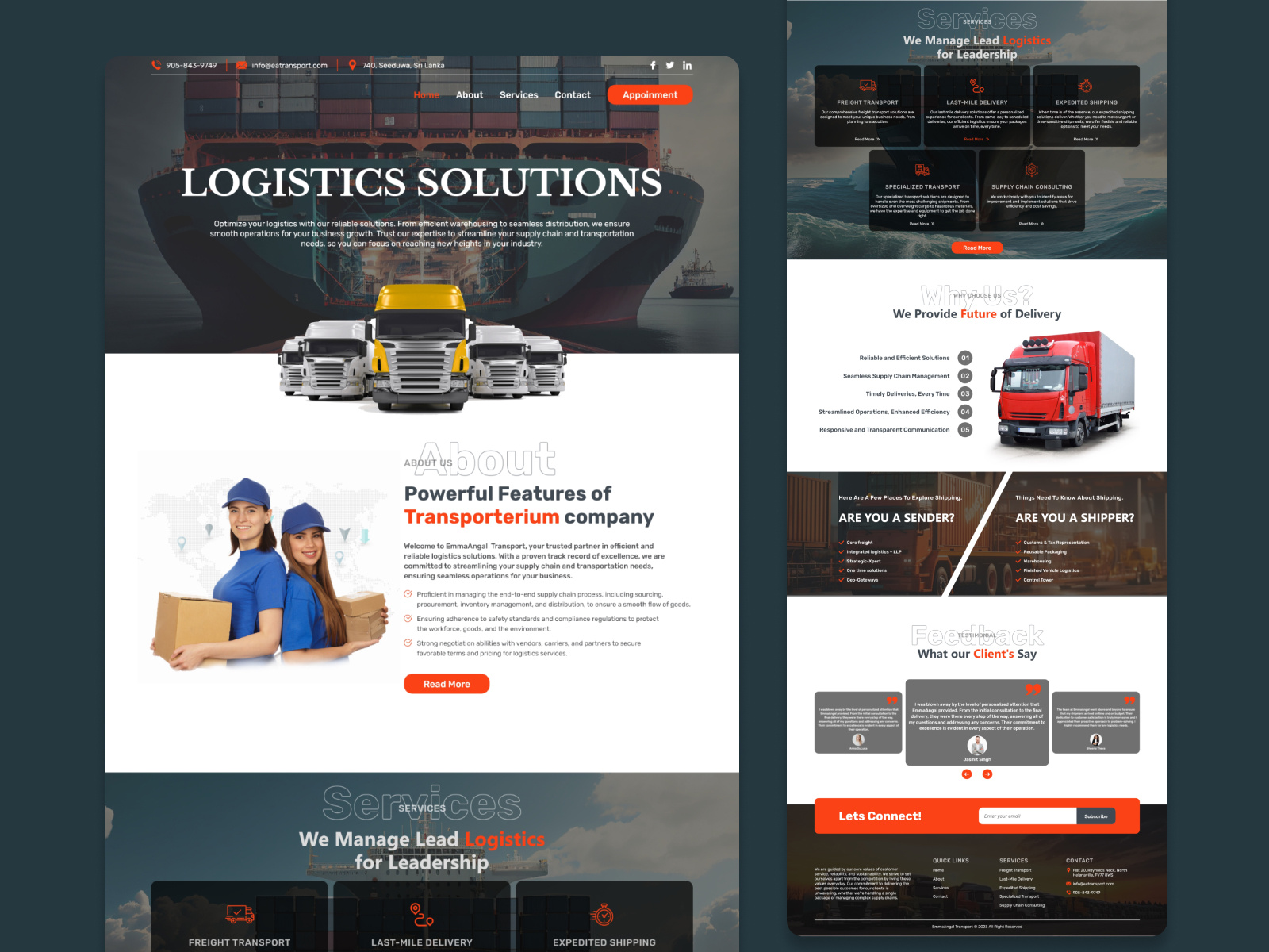 Logistic & Transport Website Homepage by Hasindu Nimantha on Dribbble