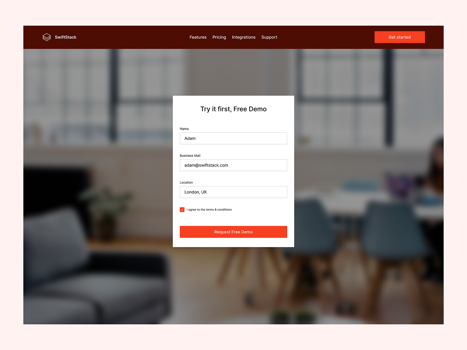 Request a demo form by Kasper Carlsen on Dribbble