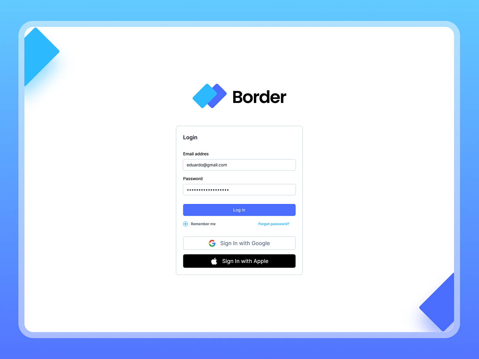 Border UI - Login by Eduardo Robles on Dribbble