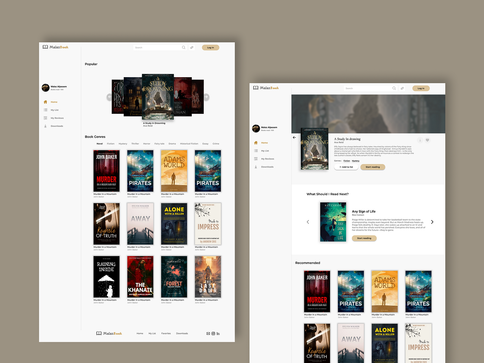 E-book library website design by Malath Aljassem on Dribbble