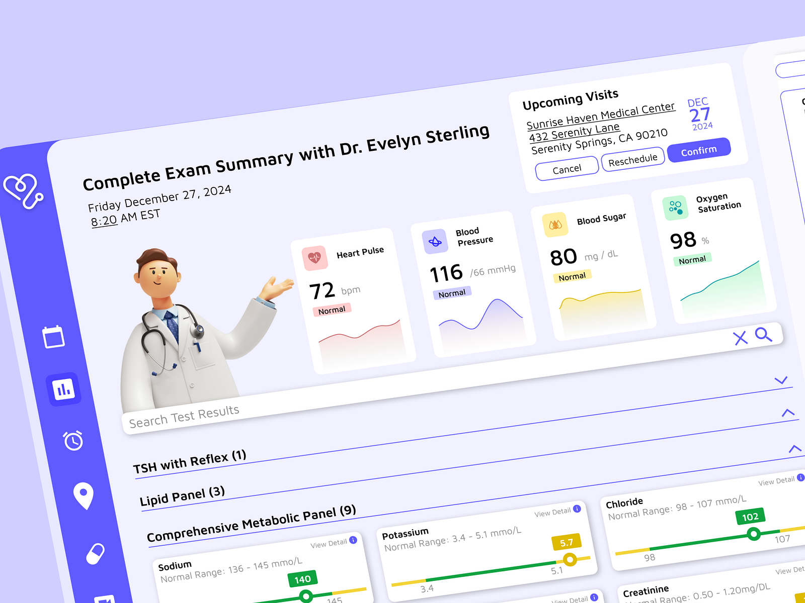 Patient Health Dashboard - Physical Exam Summary by Jinhui Gu on Dribbble