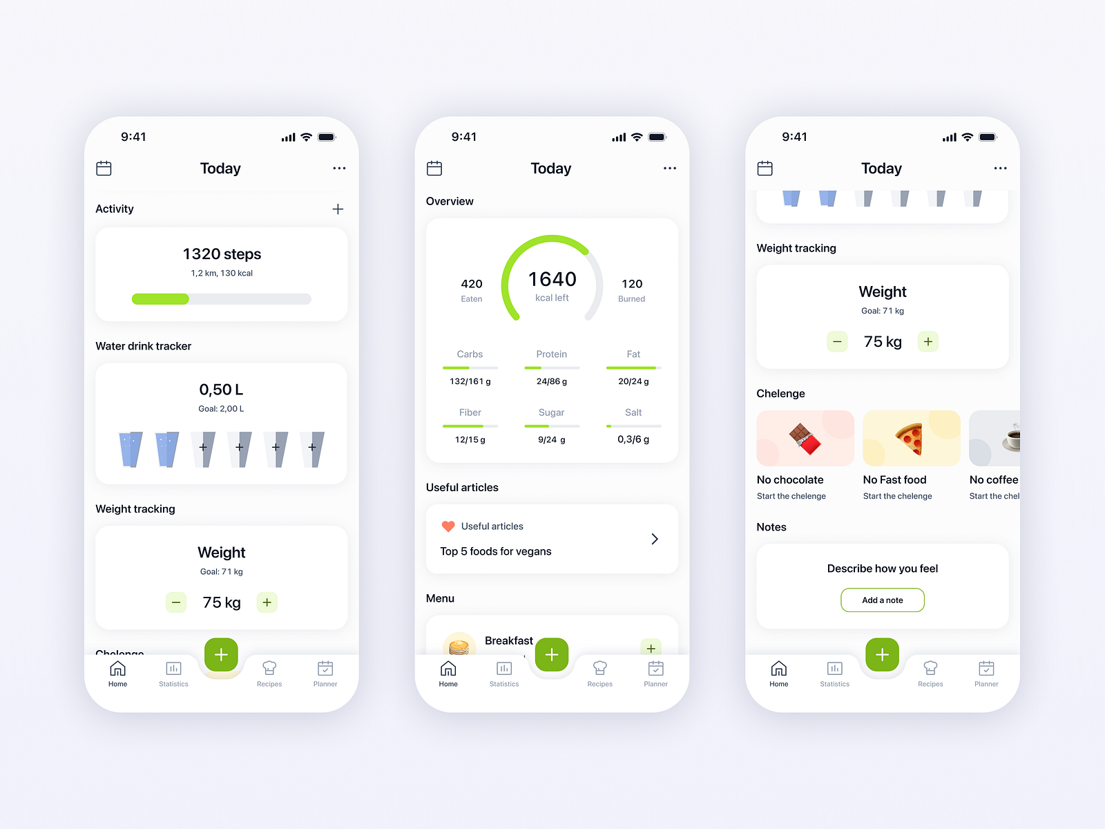 Nutrition mobile app by Yana Lutsenko on Dribbble