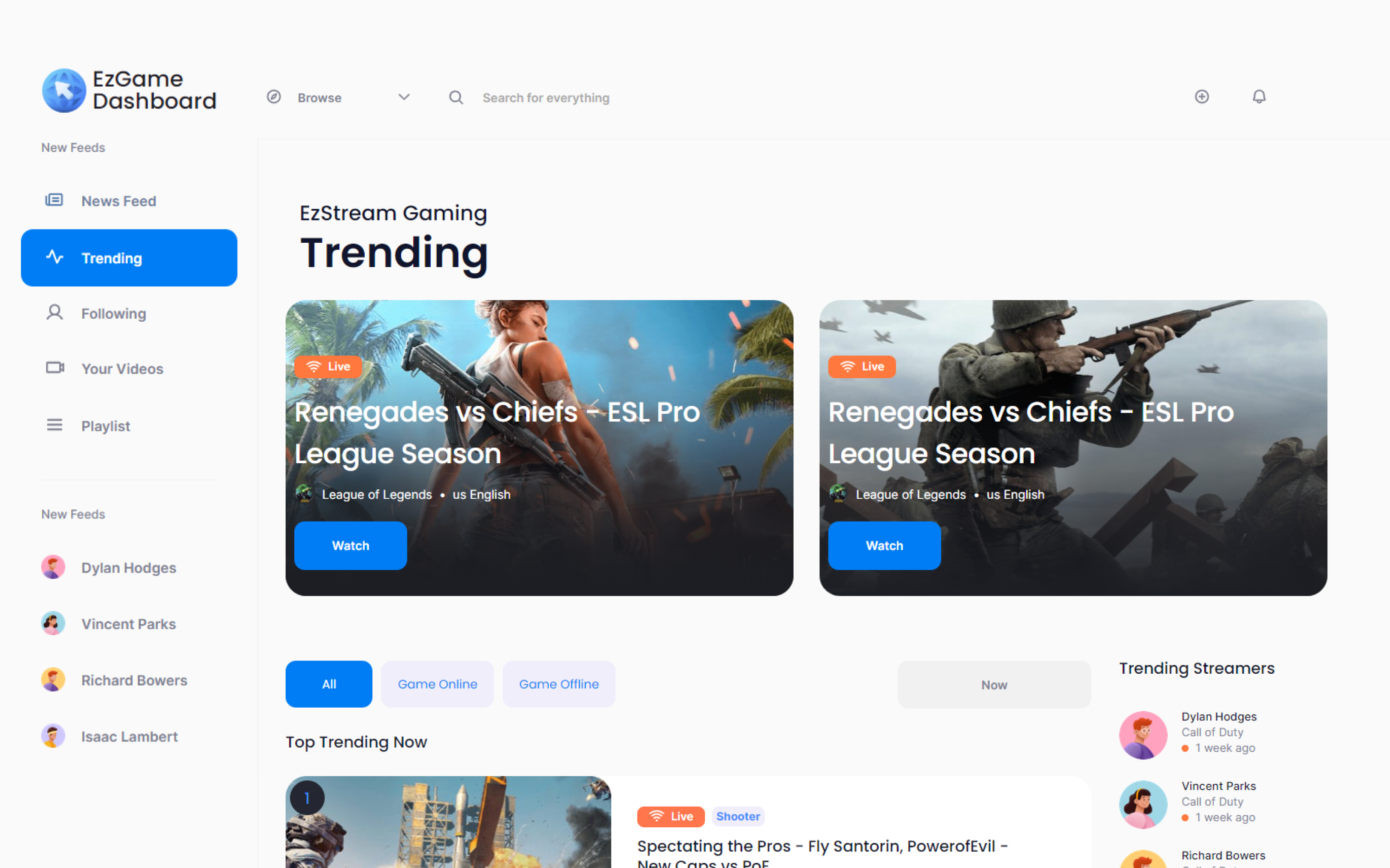 Ez Game Dashboard NoCode Web Template by EazyCode on Dribbble