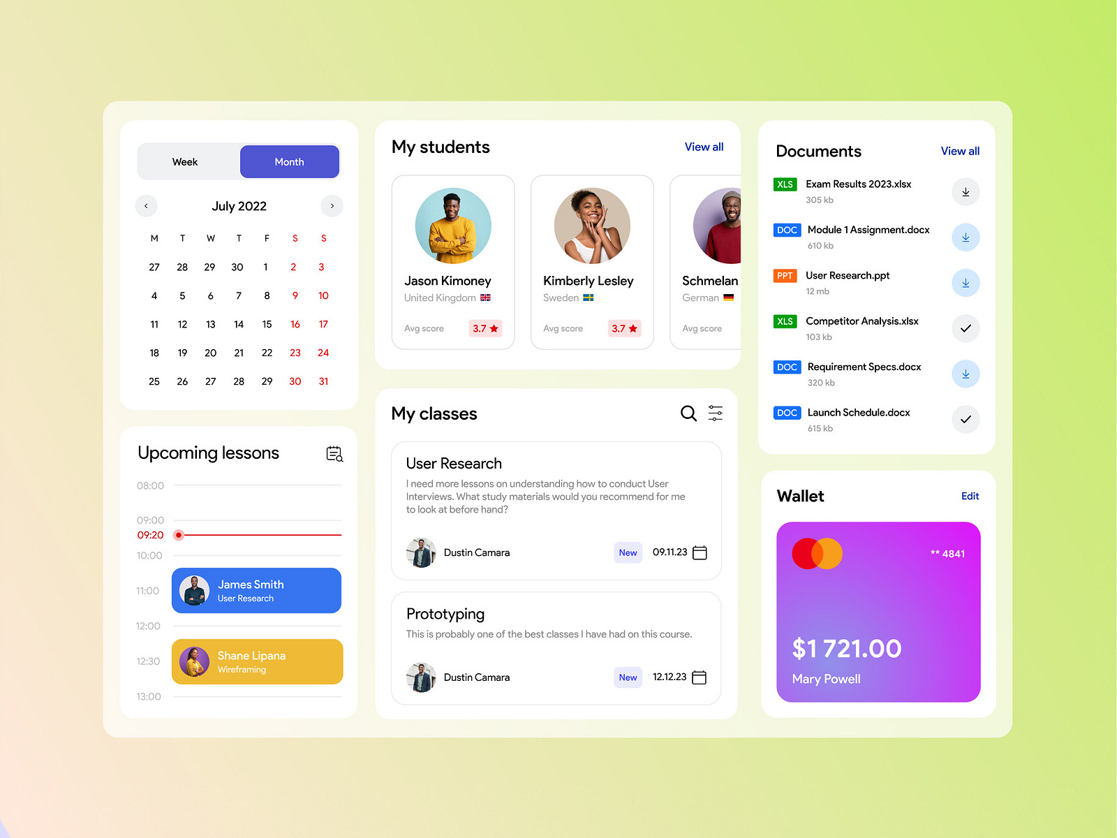 Bento cards - Student learning app by Victor Ndekei on Dribbble