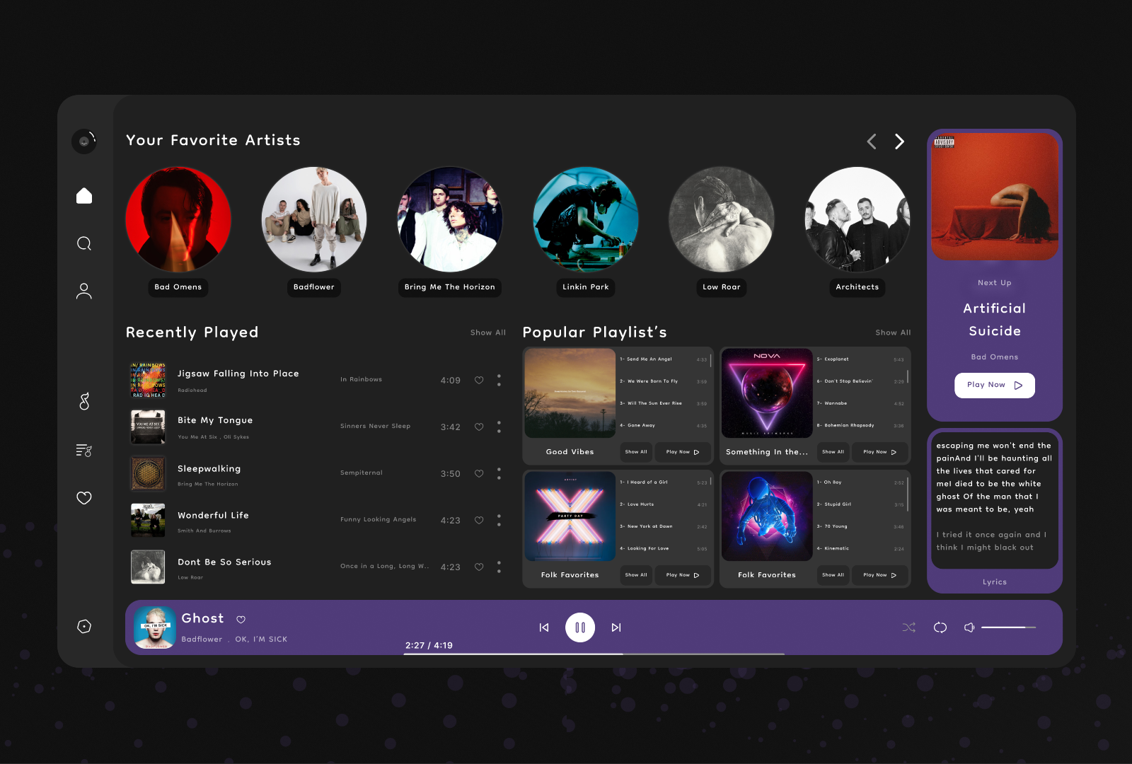 Music Player Desktop Design by Mobin-Sh on Dribbble