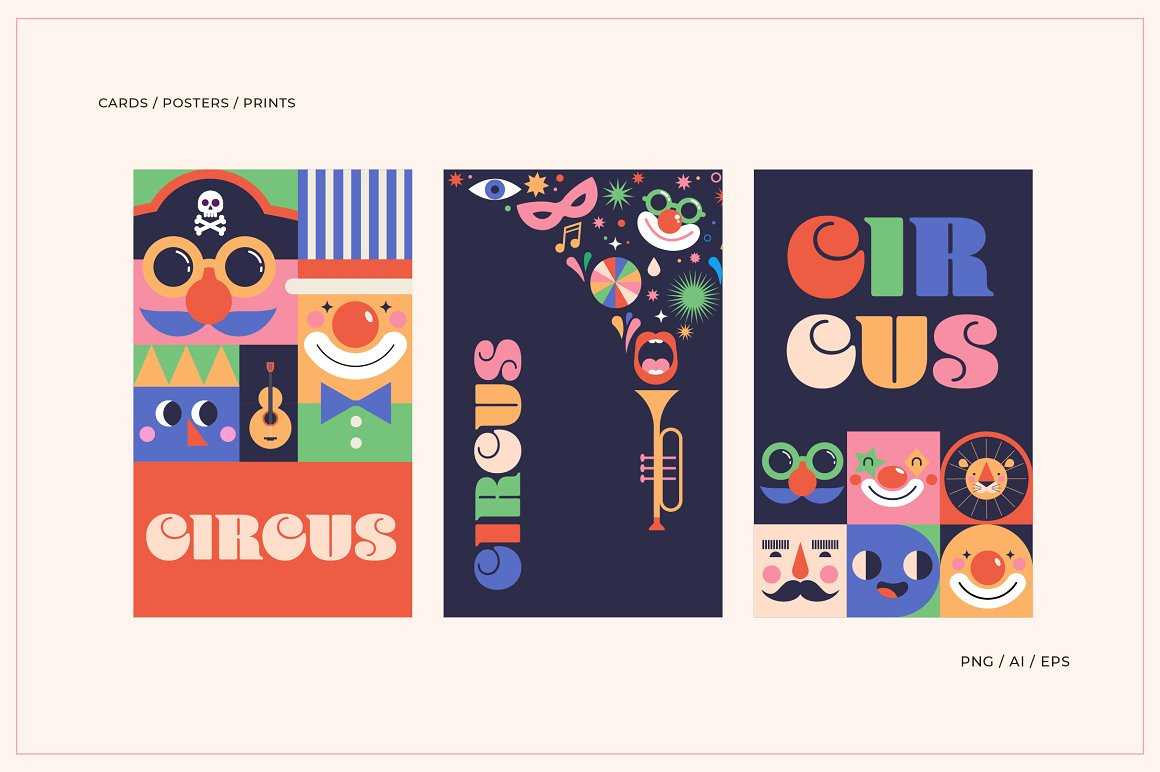 Geometrical Circus illustrations by Social Media Templates & Themes on ...