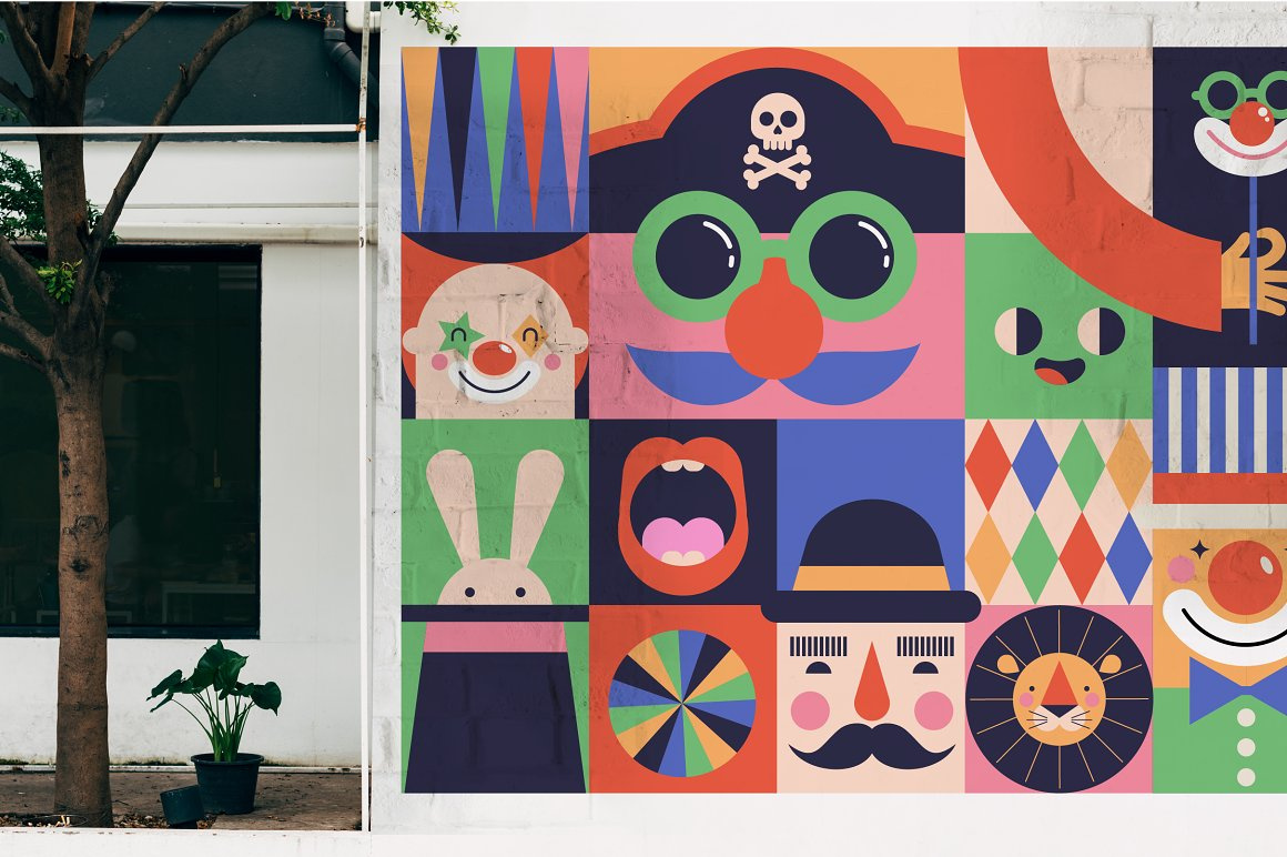 Geometrical Circus illustrations by Social Media Templates & Themes on ...