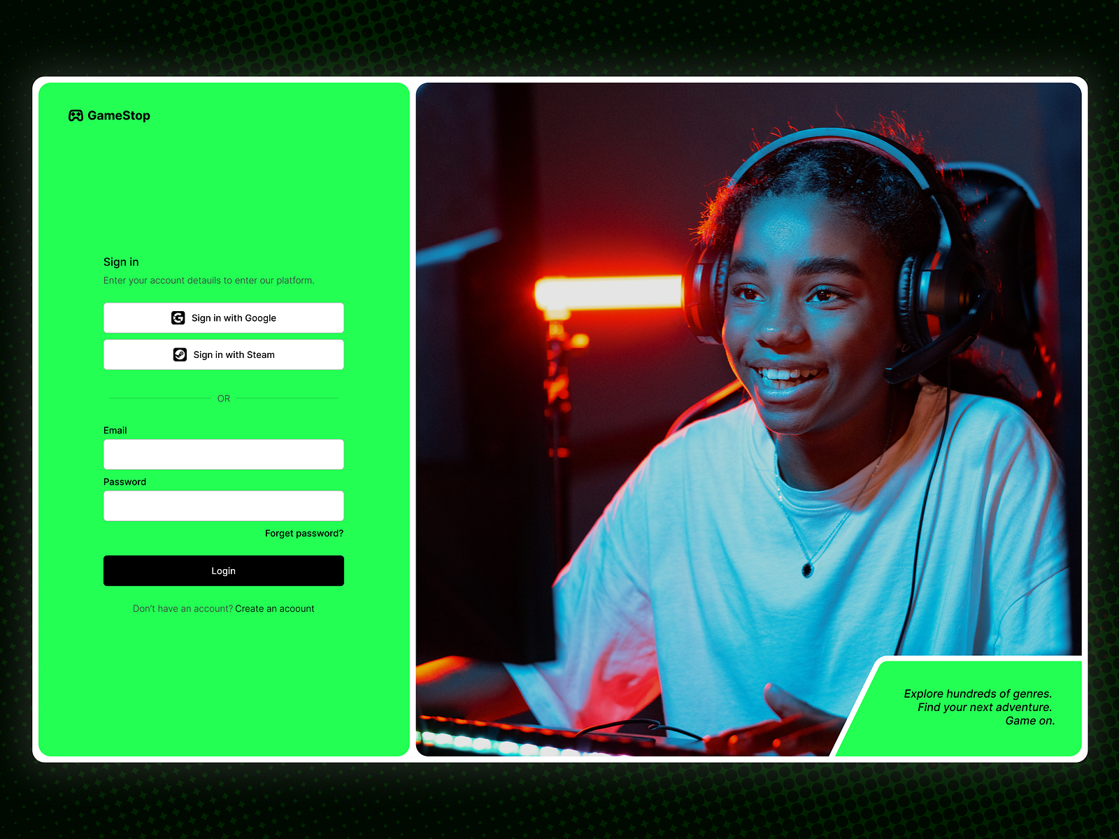 GameStop - Login screen by Daud K on Dribbble