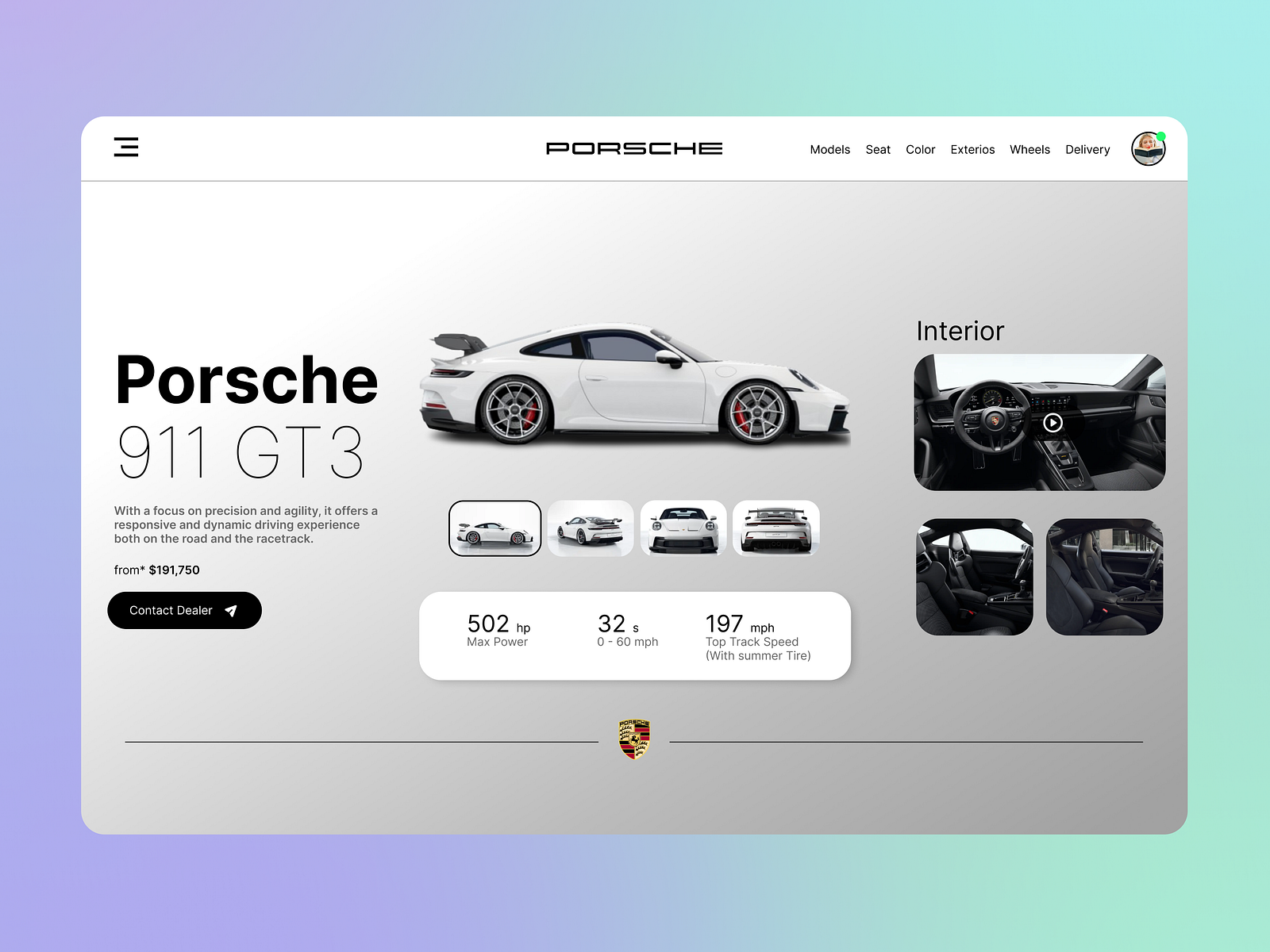 Porsche 911 GT3 UI Design by Kevin Alfito on Dribbble