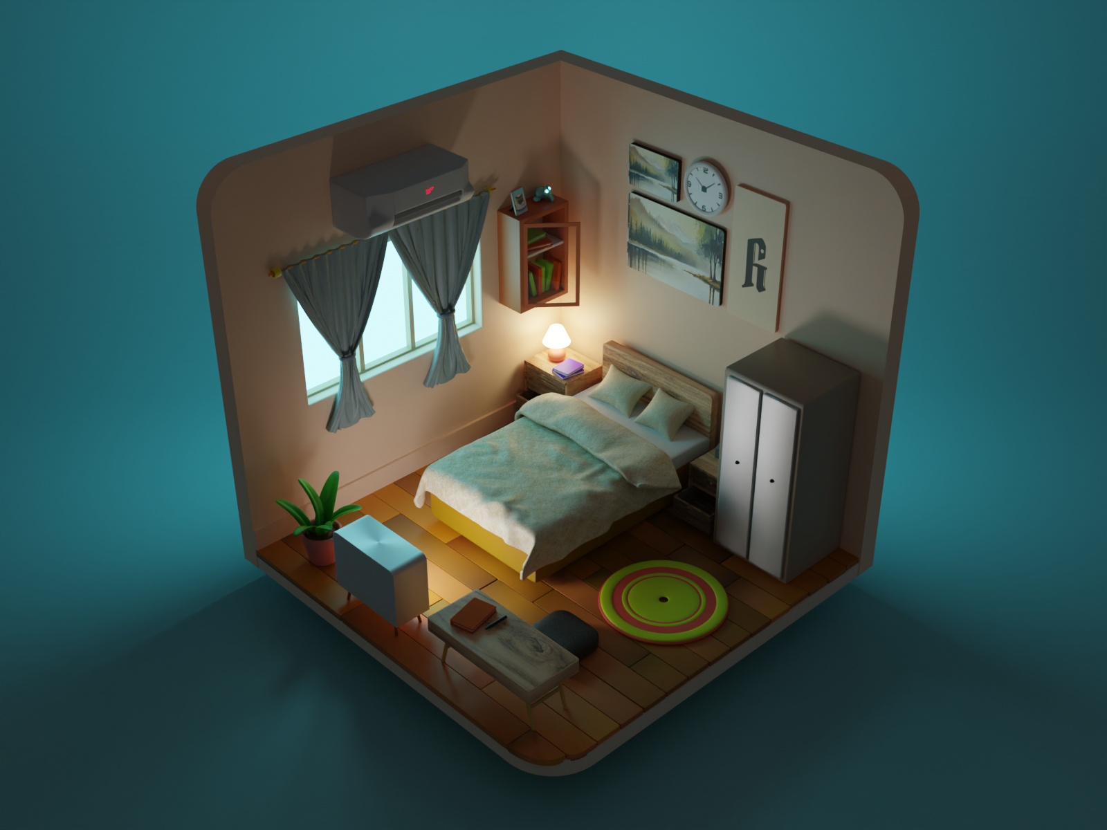 3D Simple, Mini Room by Muhammad Alif Al Hakim for Crygle Studio on ...
