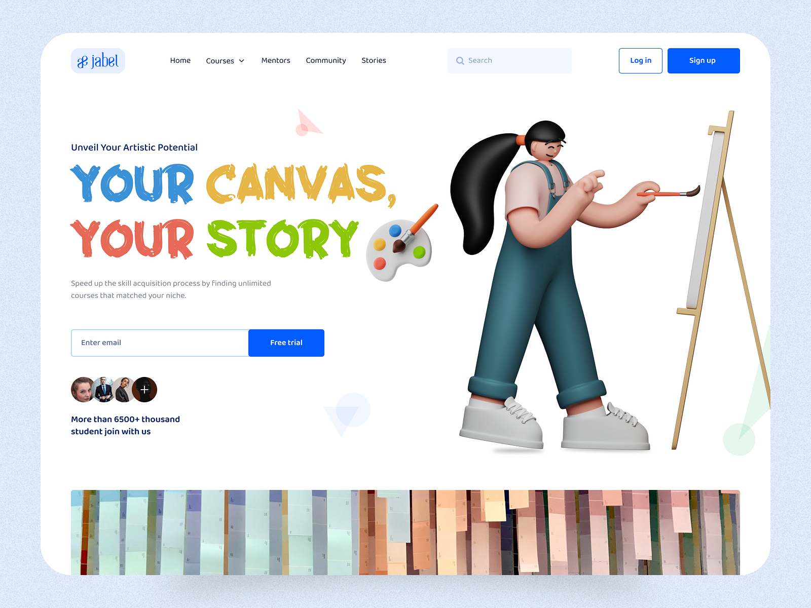 Jabel - Online Art School Website Header / UI Design by Jabel | UIUX ...