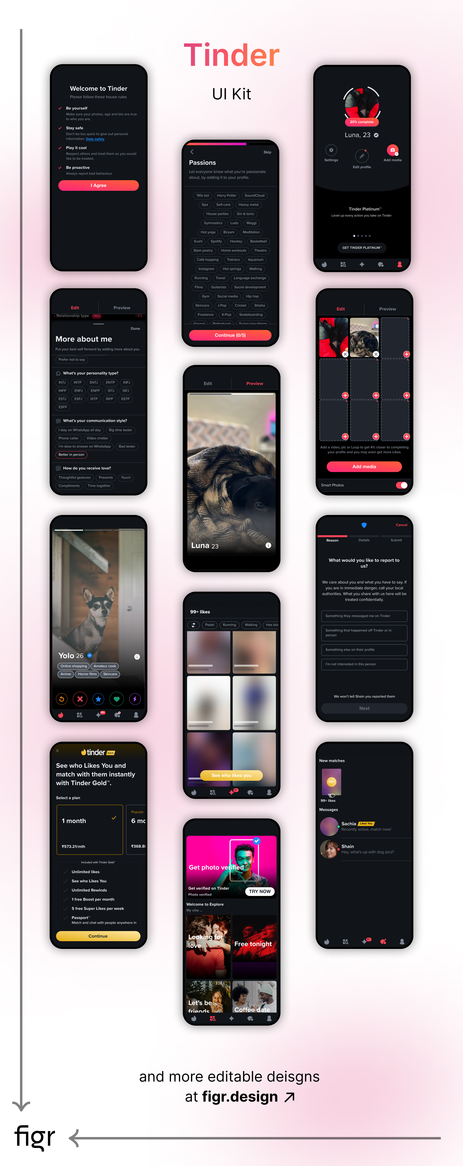 Make Tinder UI your own by Figr Design on Dribbble
