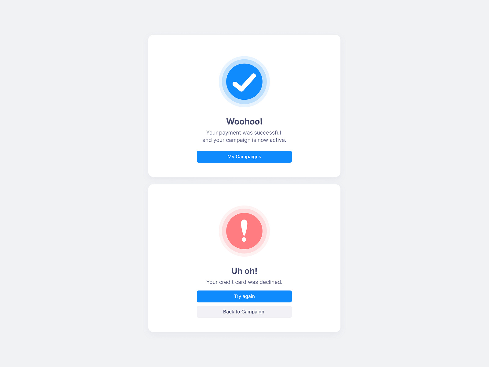 Krispy. Success and Alert Popups by Equal on Dribbble