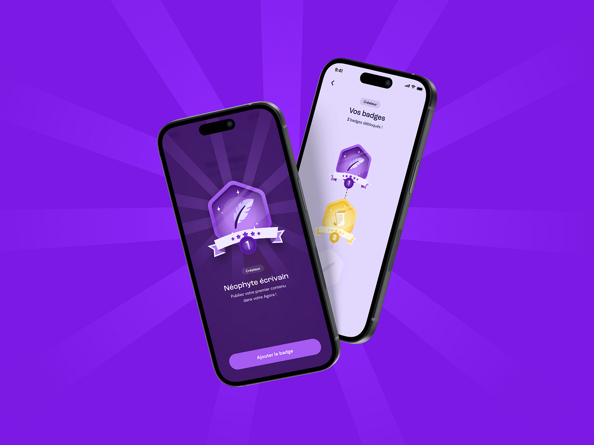 Gamification badges design by Julie Dejeanty for BeTomorrow on Dribbble