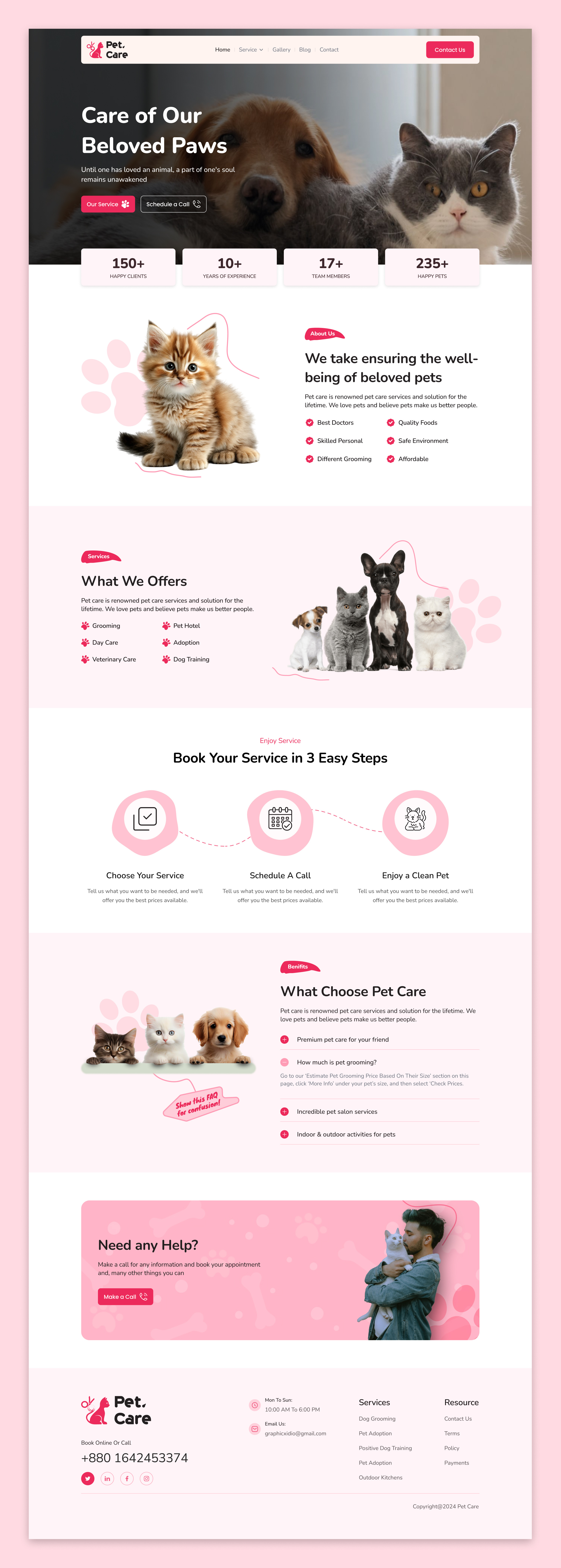 Pet Care Website Design by Rezaul Hossain on Dribbble
