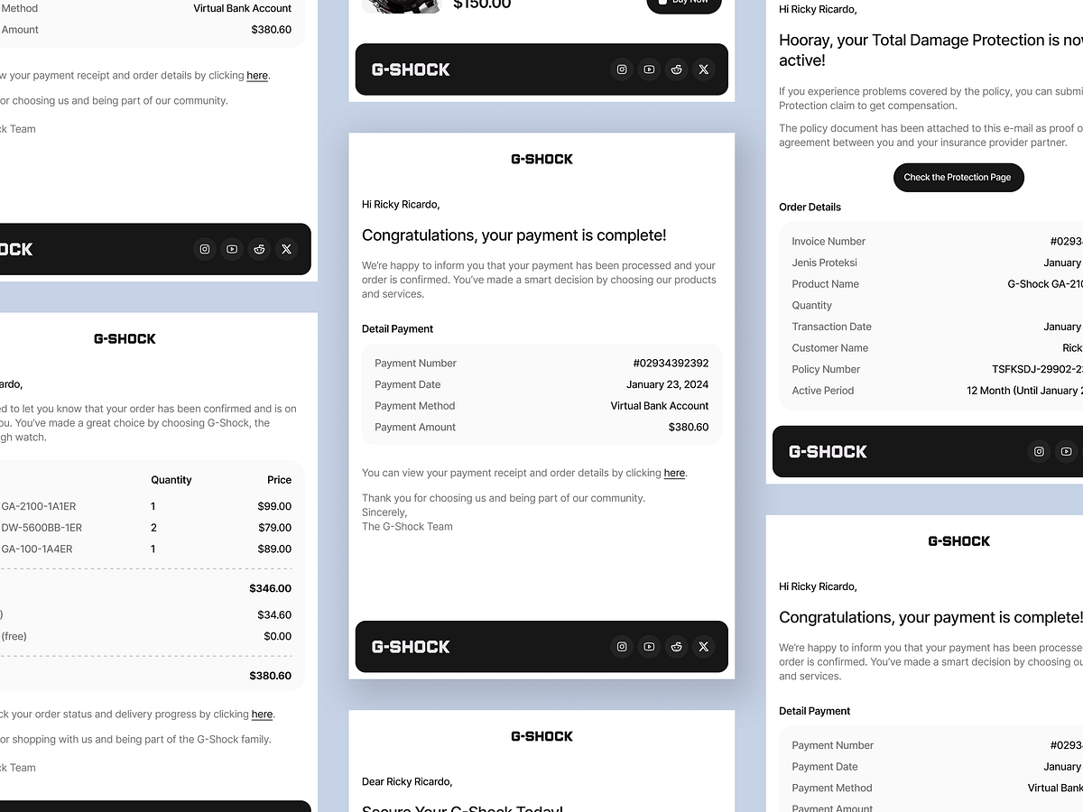 G-SHOCK - Email Template of Receipt by Nija Works on Dribbble