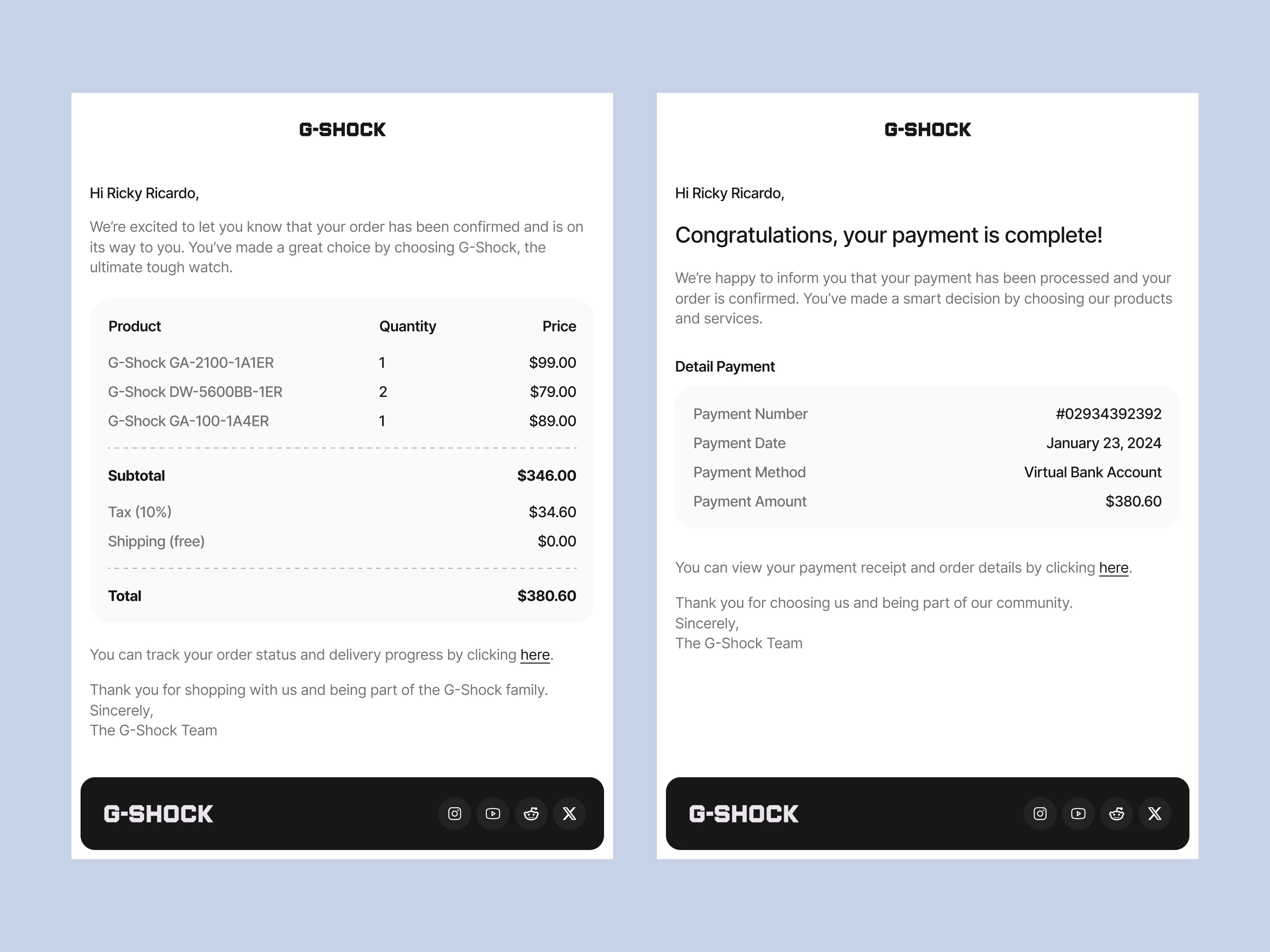 G-SHOCK - Email Template of Receipt by Nija Works on Dribbble