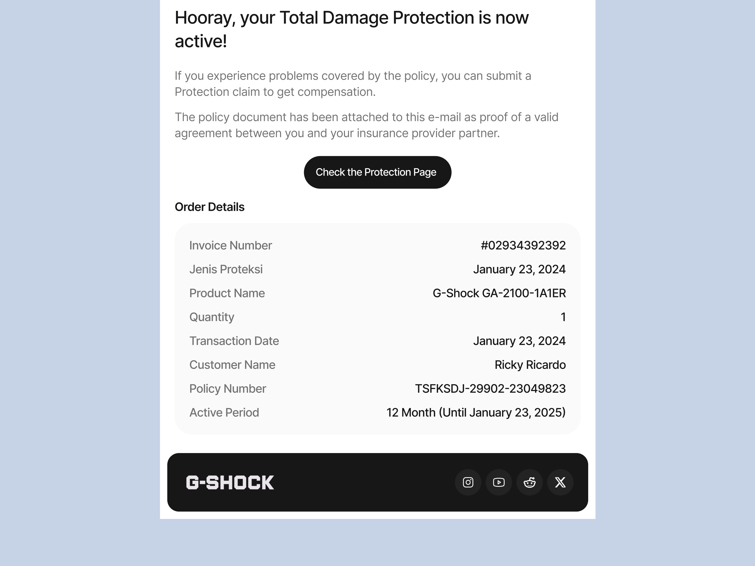 G-SHOCK - Email Template of Receipt by Nija Works on Dribbble