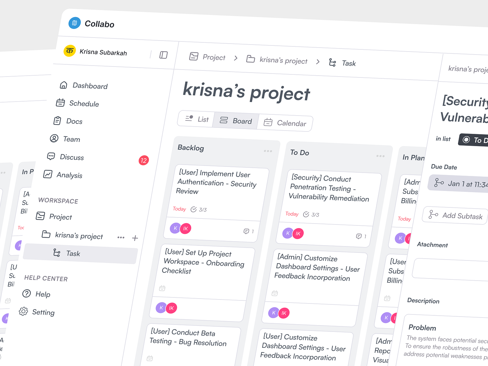 Collabo Project Management - Board View by Krisna Subarkah on Dribbble