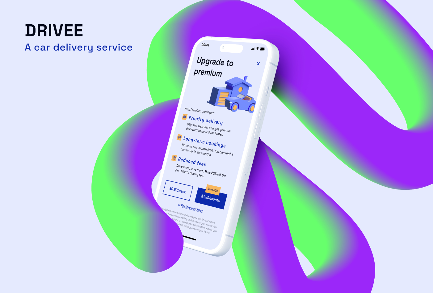 Paywall UI design: Drivee by Marco Bedolini on Dribbble