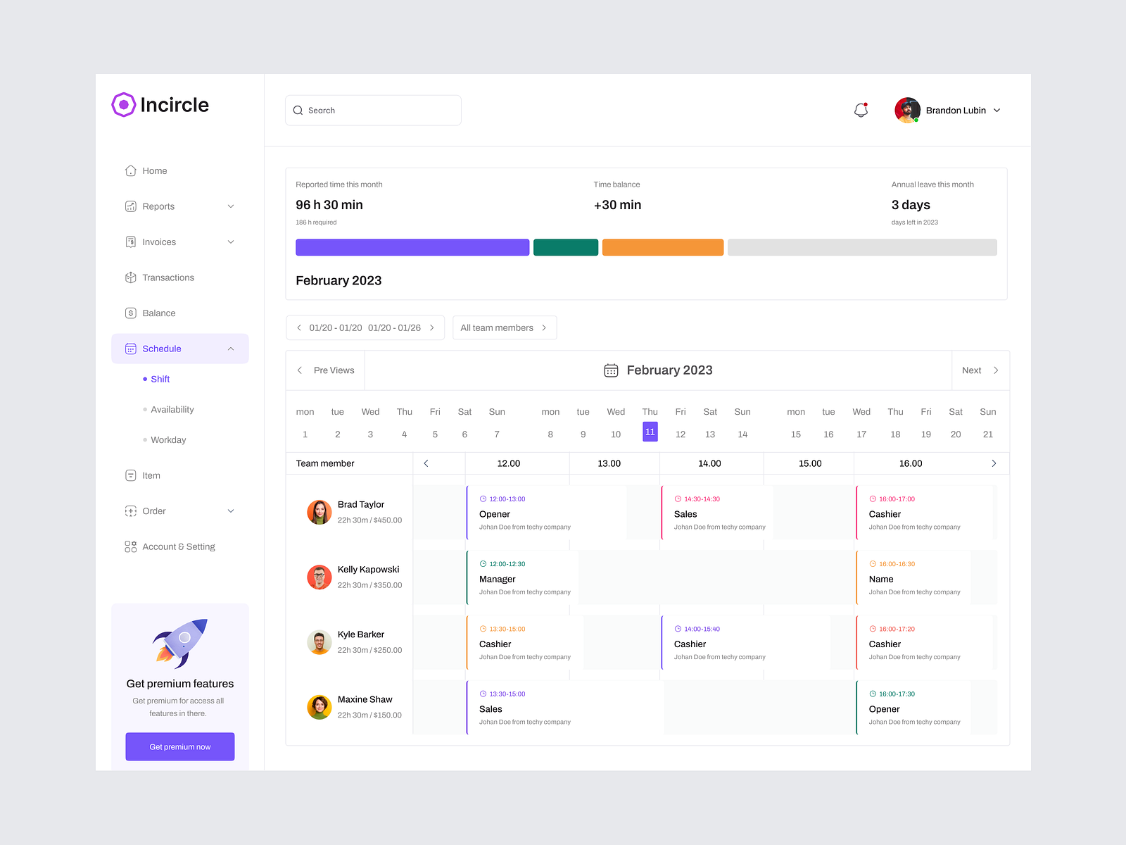 SaaS POS Dashboard Schedule/Shift Concept by UI Azmir Sheikh on Dribbble