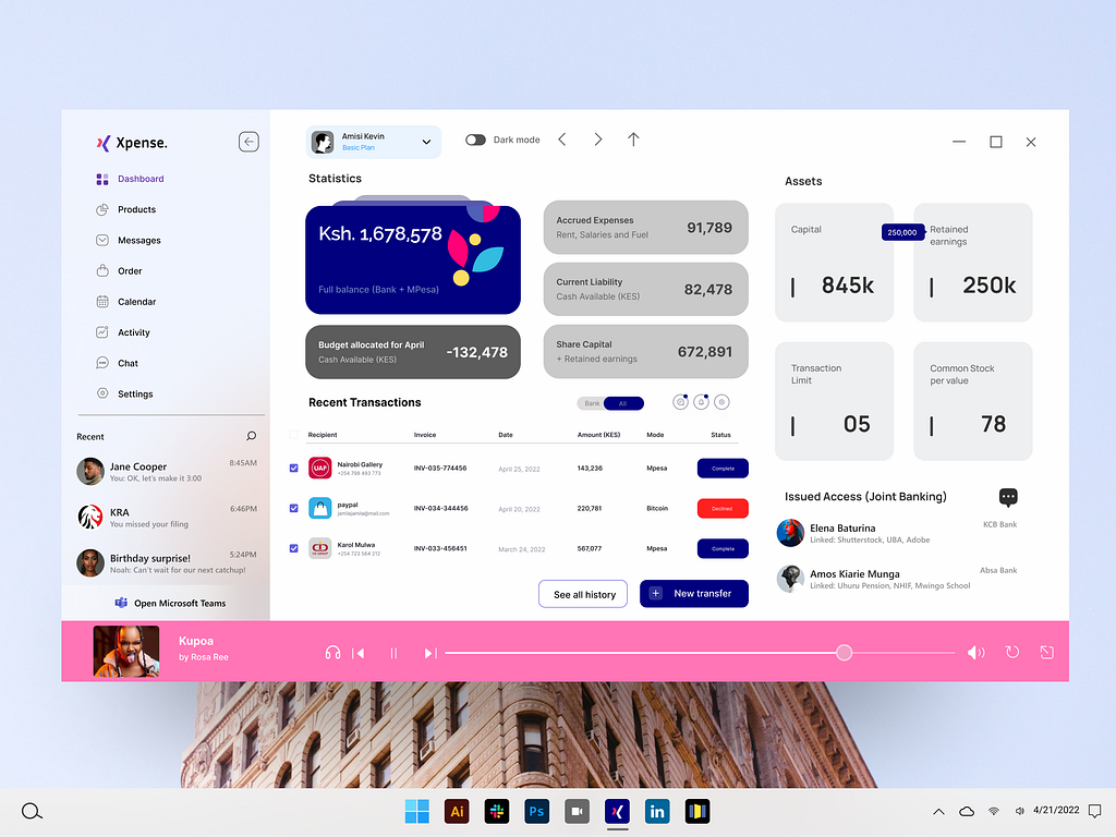 The Xpense Dashboard by Amisi Kevin on Dribbble