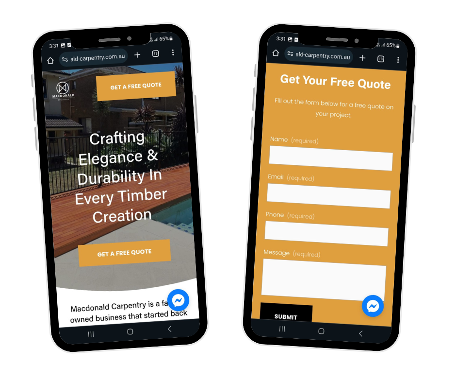 Landing Page for Macdonald Carpentry by Jared Styan on Dribbble