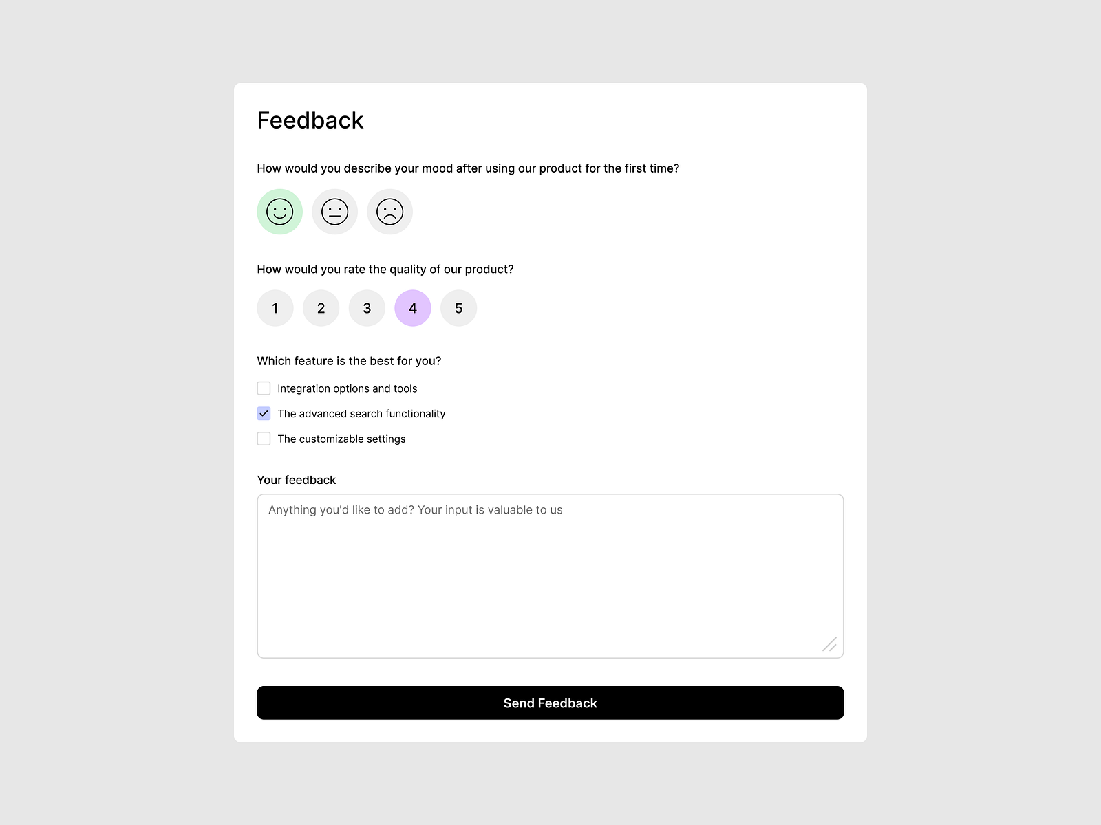 Feedback form by Kasper Carlsen on Dribbble