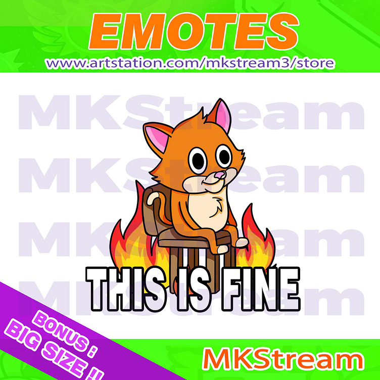 Twitch emotes cat this is fine meme by MKStream on Dribbble