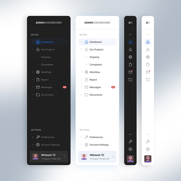 Dashboard Menu Design by Nitheesh Chandran on Dribbble