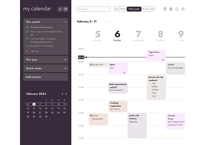 Personal calendar interface (+tasks interface) by Tanita on Dribbble