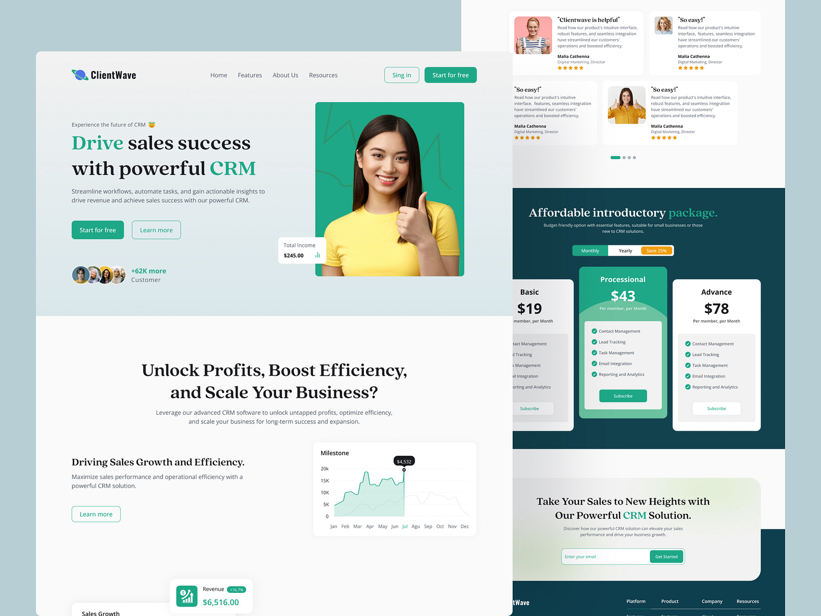 CRM - Landing Page Design by Prosenjit Deb on Dribbble