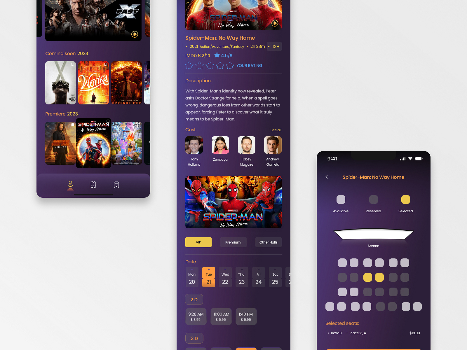 Cinema Booking App by Alexandra Menshikova on Dribbble