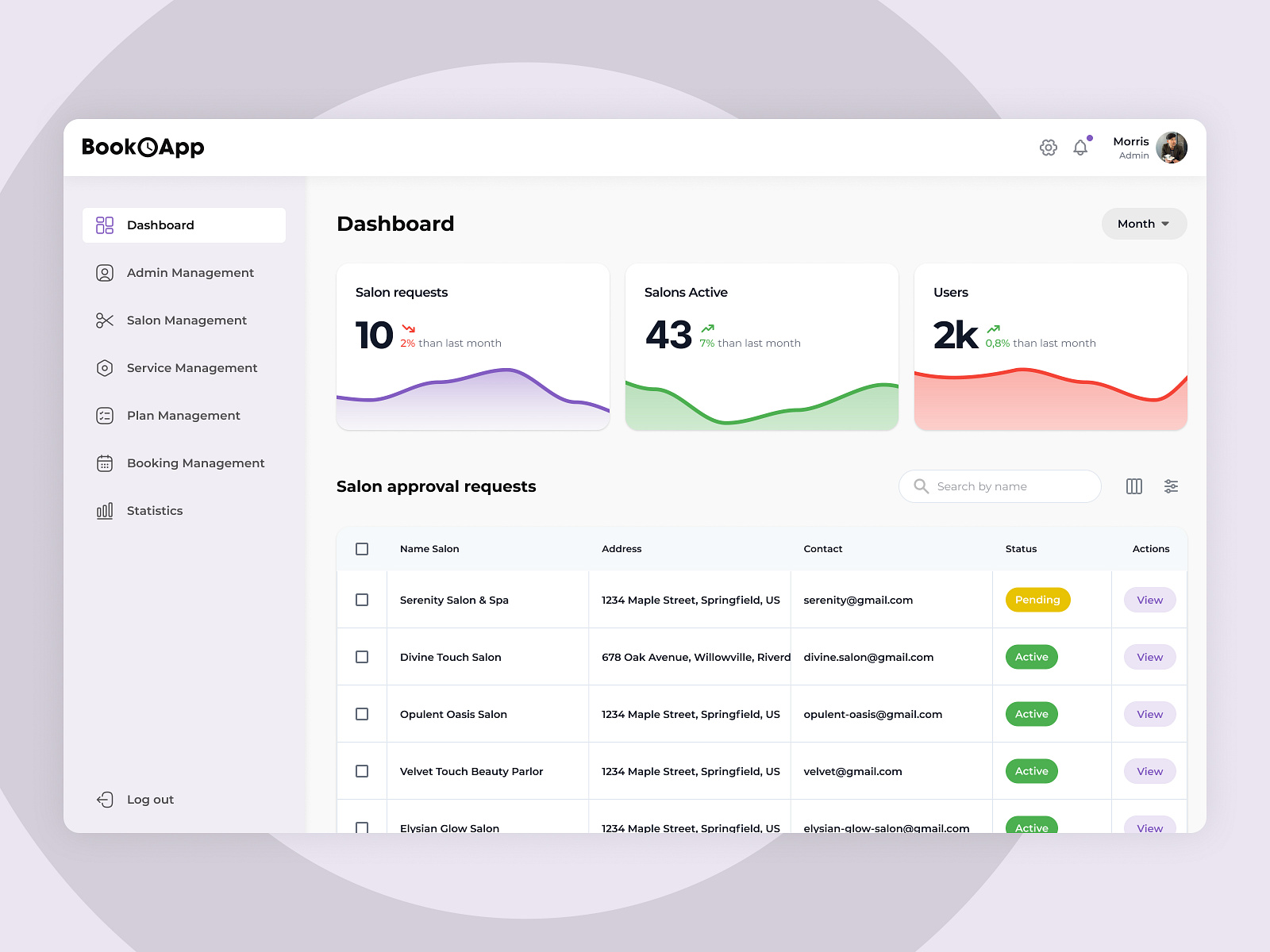 Booking app dashboard - Main screen by Design Key on Dribbble
