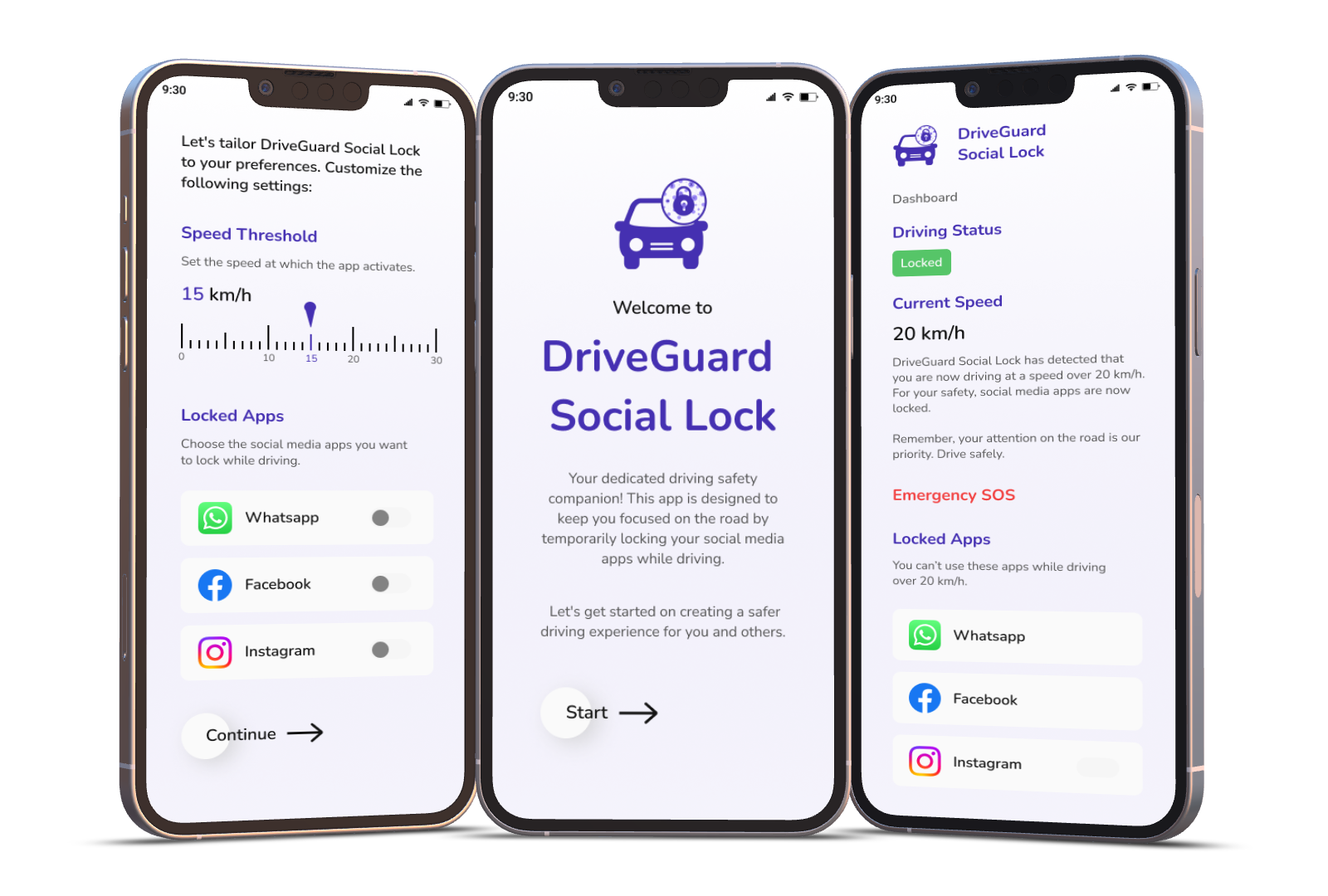 DriveGuard Social Lock Mobile App by Sahil Kumar on Dribbble