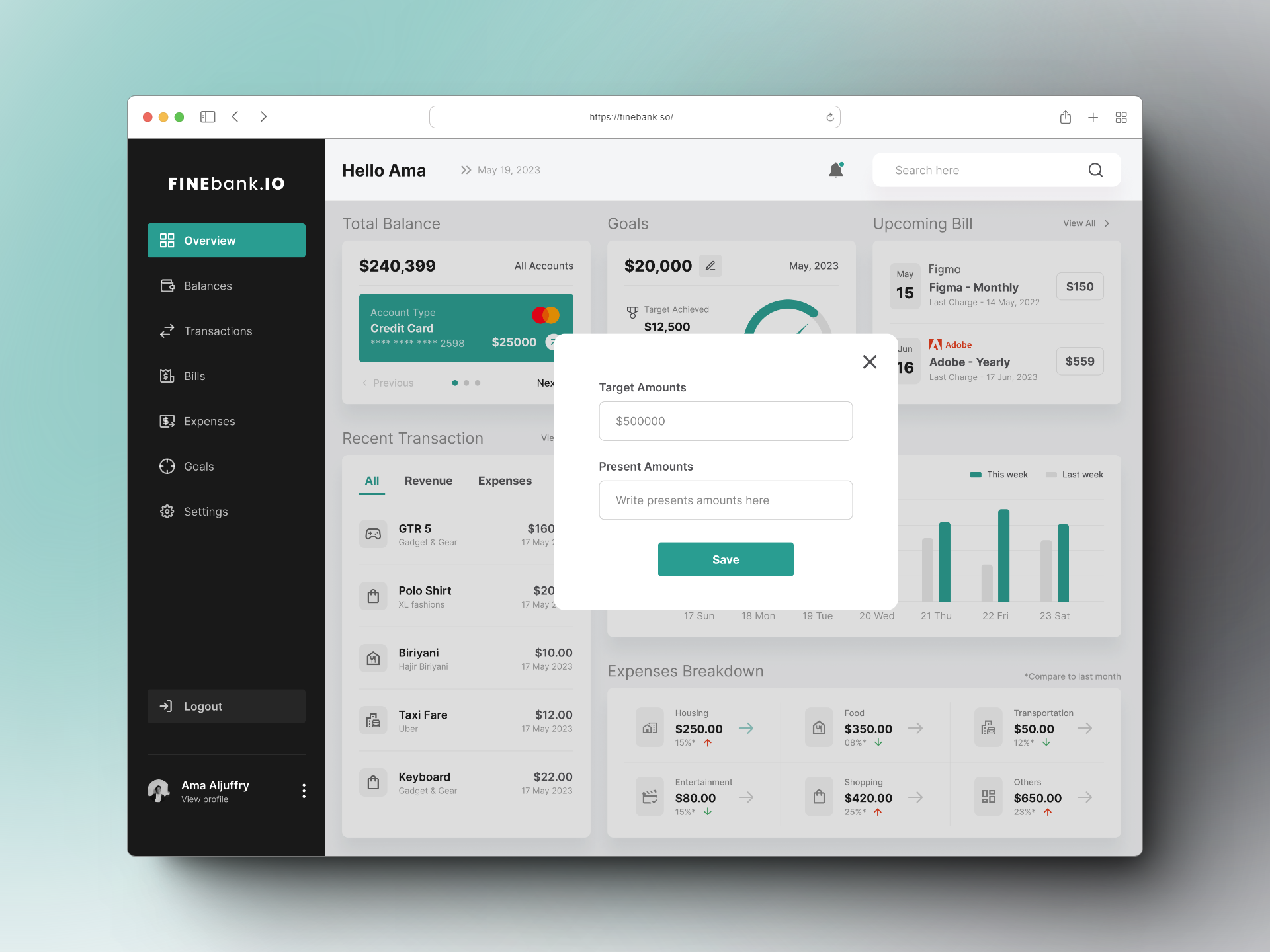 Financial Management Dashboard by Amama on Dribbble
