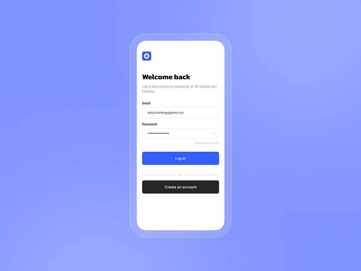 Daily UI Challenge #3 - Login screen by Hugo L. on Dribbble